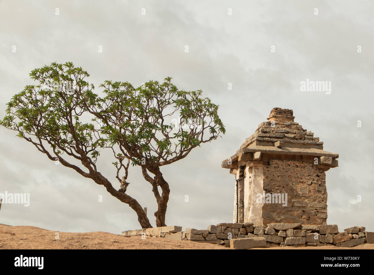 Small ruined Hanuman Temple at Hemakuta Hill top at Hampi,Karnataka ...