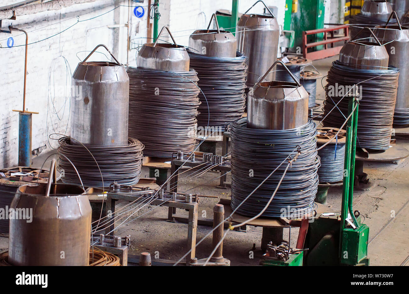 Wire rod, fittings in warehouses. industrial storehouse at the ...