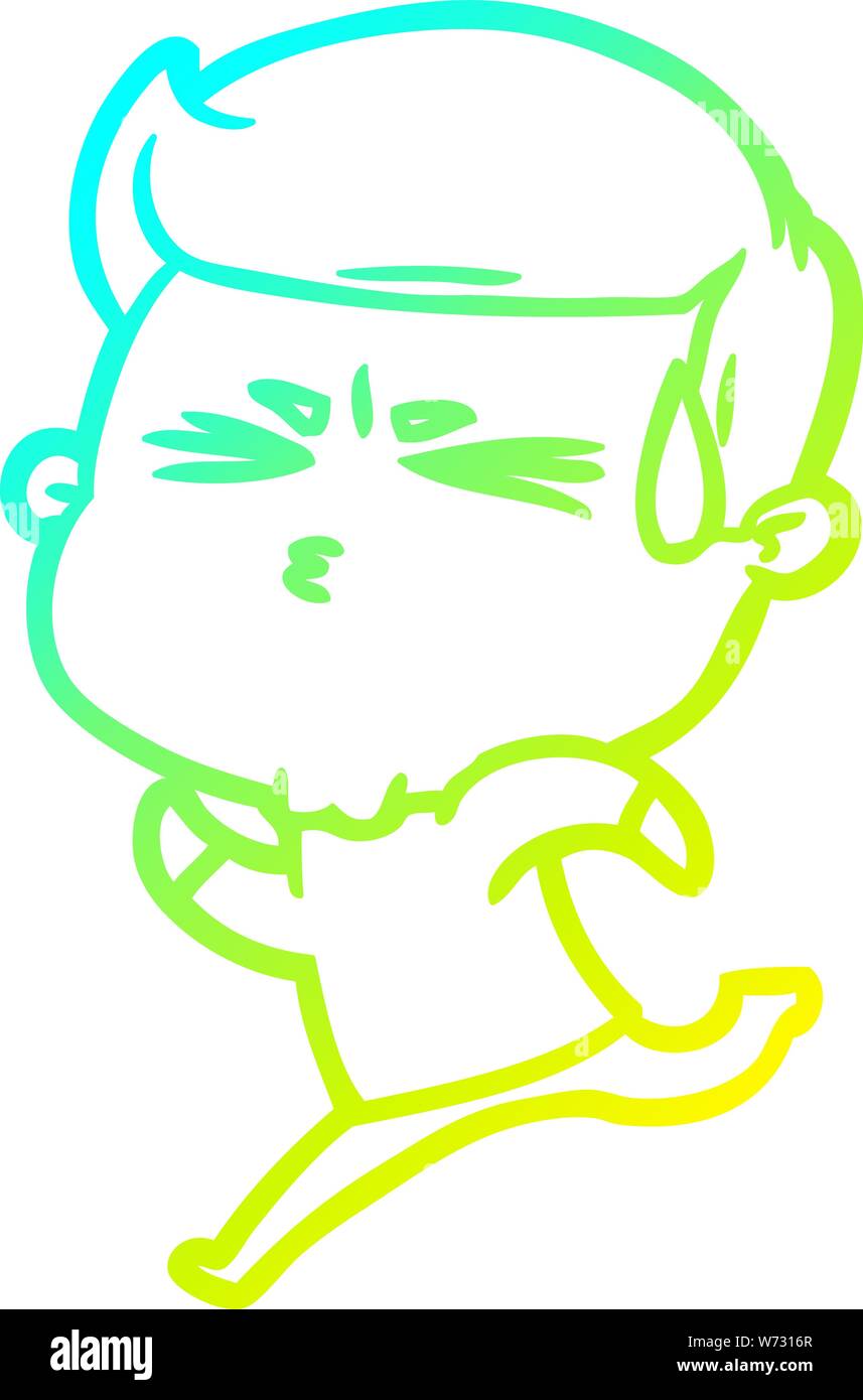cold gradient line drawing of a cartoon man sweating Stock Vector Image ...