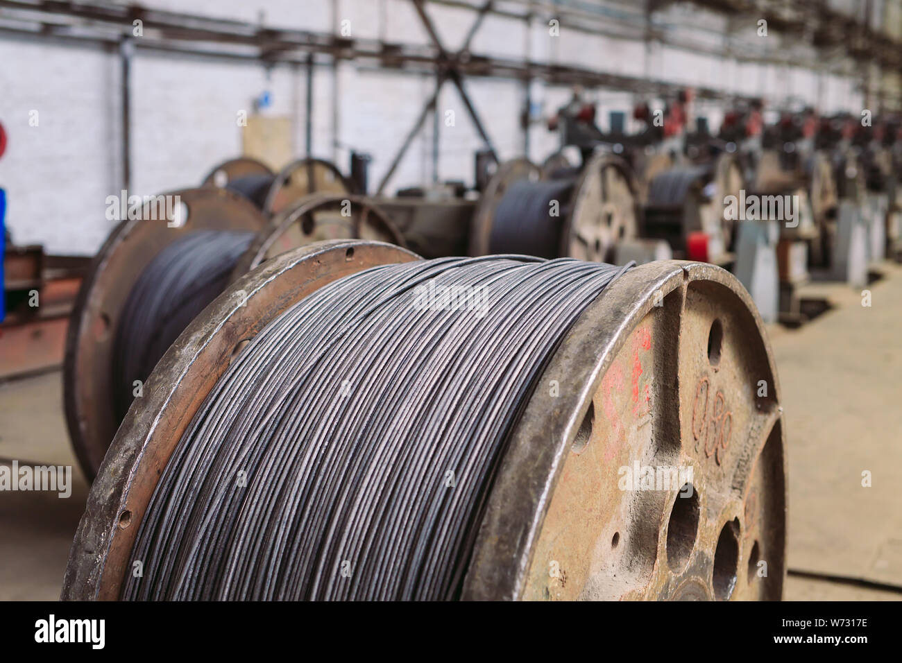 Wire rod, fittings in warehouses. industrial storehouse at the ...