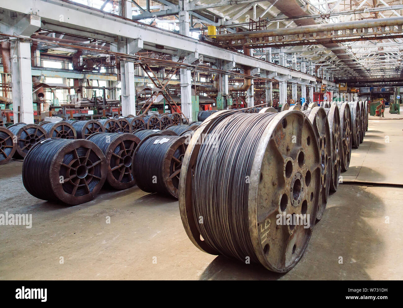 Wire rod, fittings in warehouses. industrial storehouse at the ...