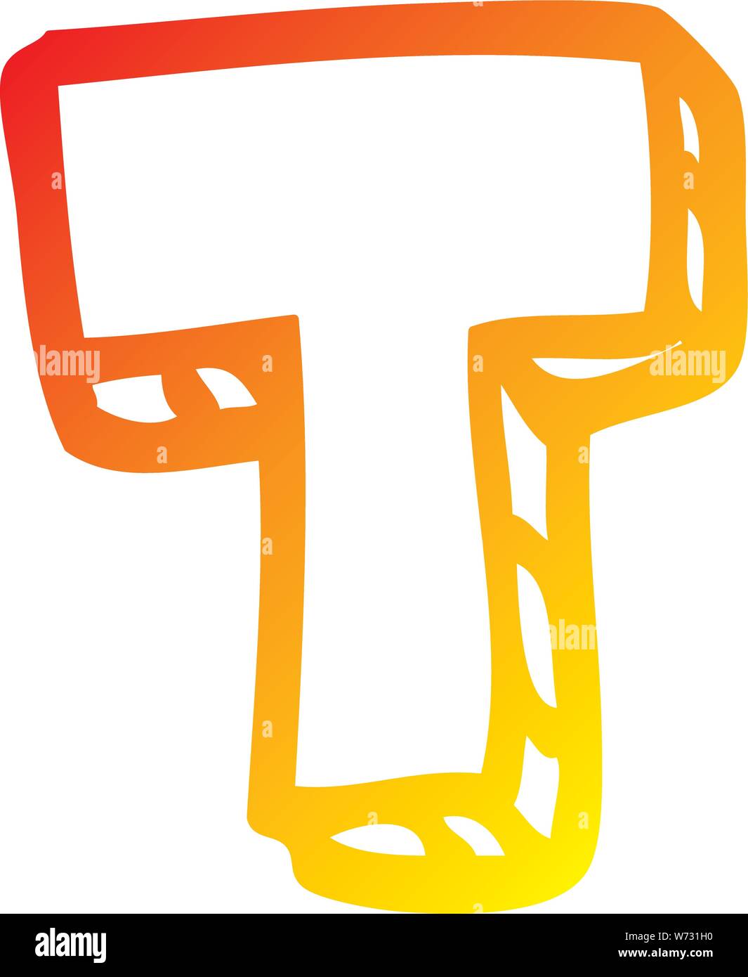 warm gradient line drawing of a cartoon letter t Stock Vector Image ...