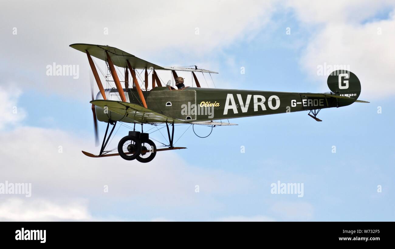 Avro 504K (Replica) Olivia ‘G-EROE’ airborne at Shuttleworth Military Airshow on the 7th July ...