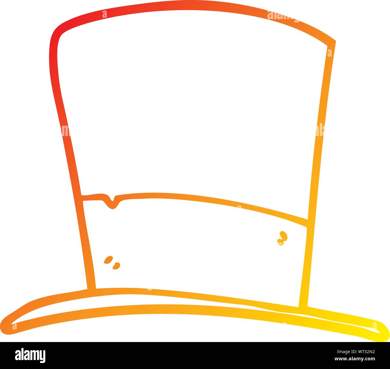 warm gradient line drawing of a cartoon top hat Stock Vector Image ...