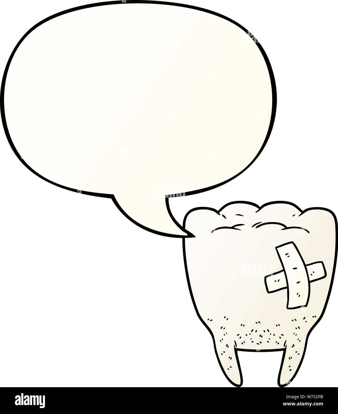 cartoon bad tooth with speech bubble in smooth gradient style Stock ...