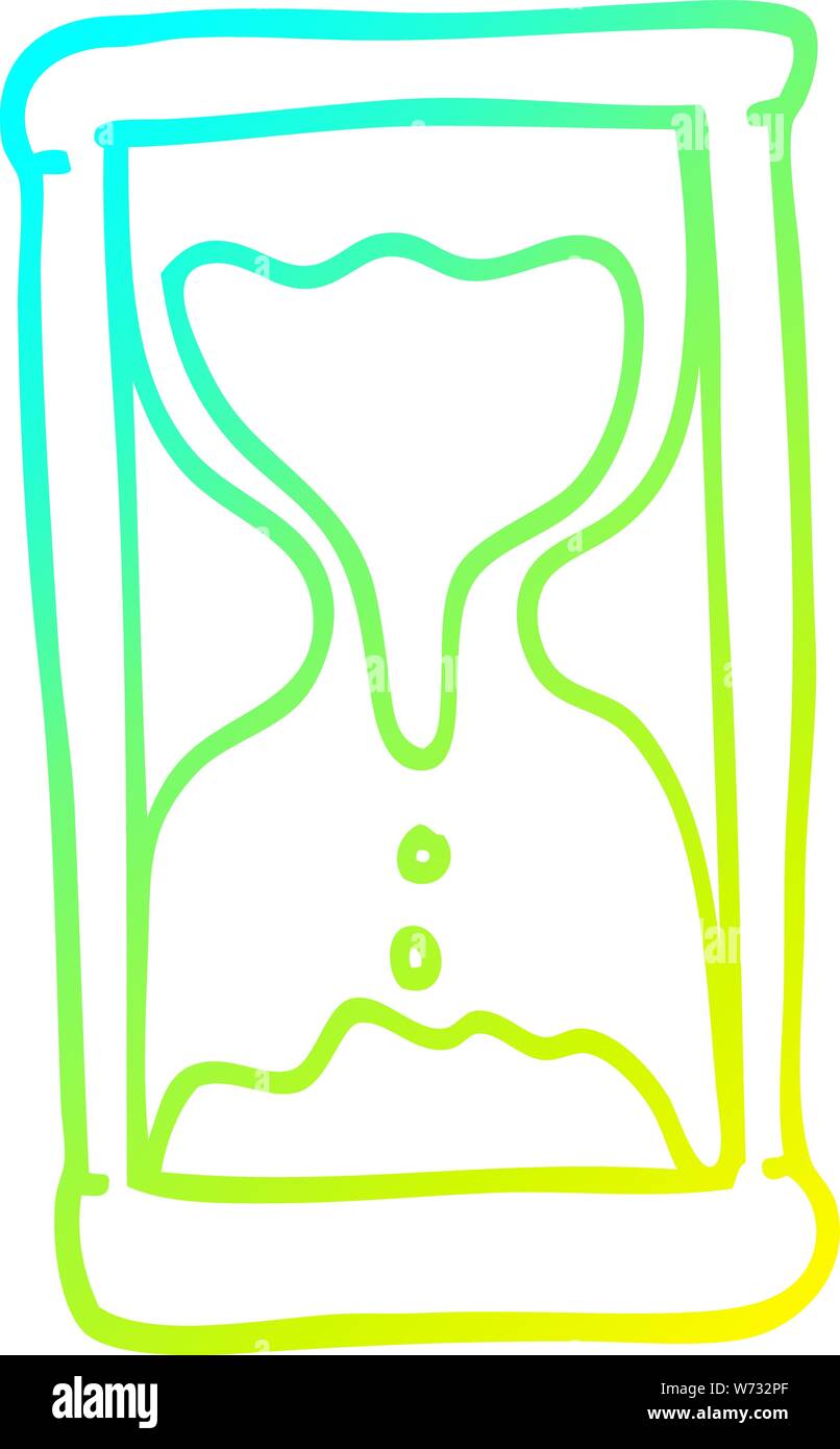 cold gradient line drawing of a cartoon hourglass Stock Vector Image ...