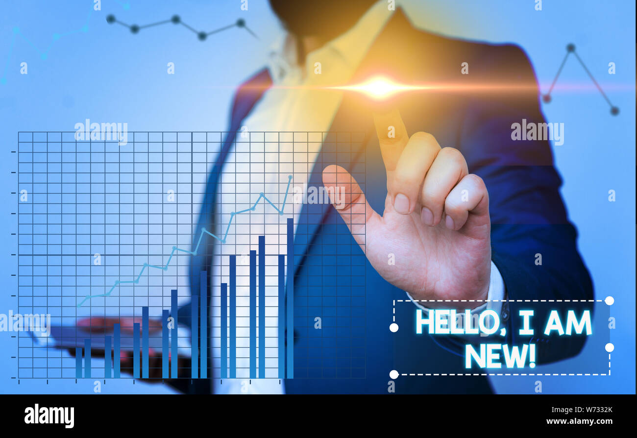 Text sign showing Hello I Am New. Business photo showcasing used as ...