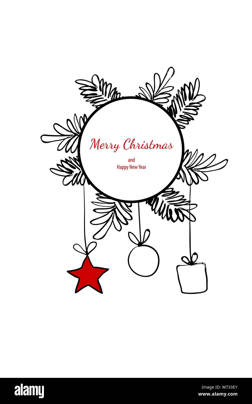 Cute hand drawn christmas frame Cut Out Stock Images & Pictures - Alamy