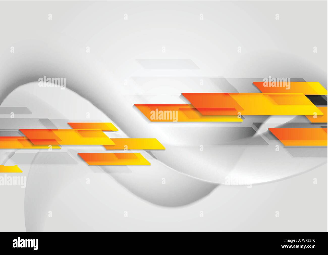 Bright orange tech shapes on grey wavy background. Vector illustration ...