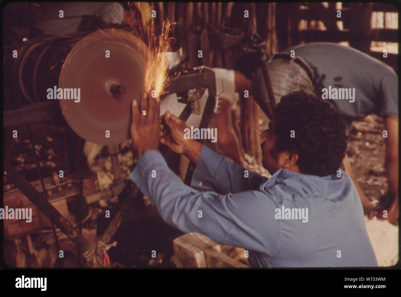 Sheep shearer sharpening shears hi-res stock photography and images - Alamy