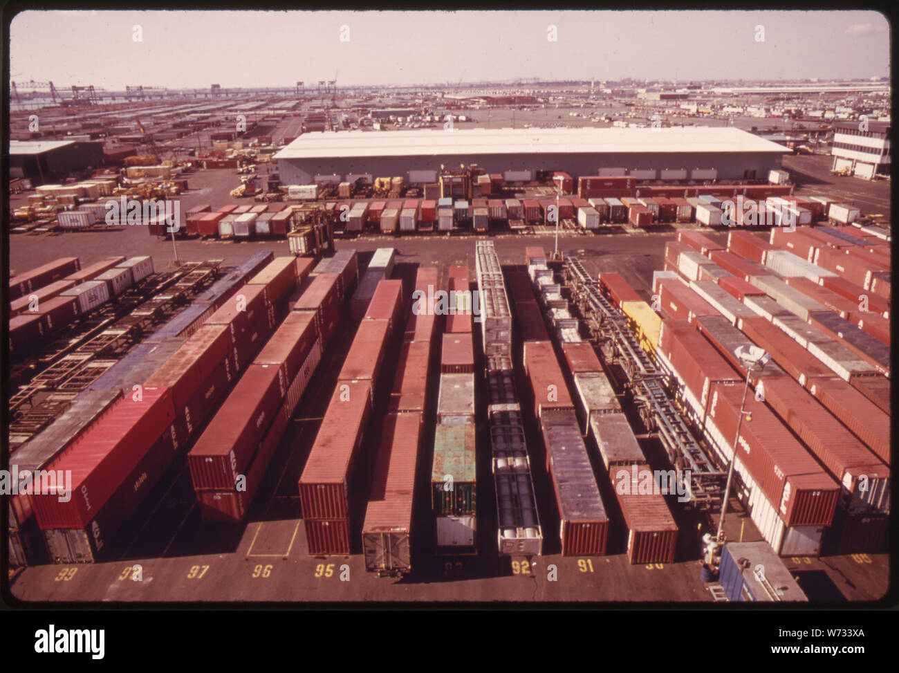 SHIPPING CONTAINERS COVER THE DOCKS AT THE PORT OF NEWARK NEW JERSEY ...