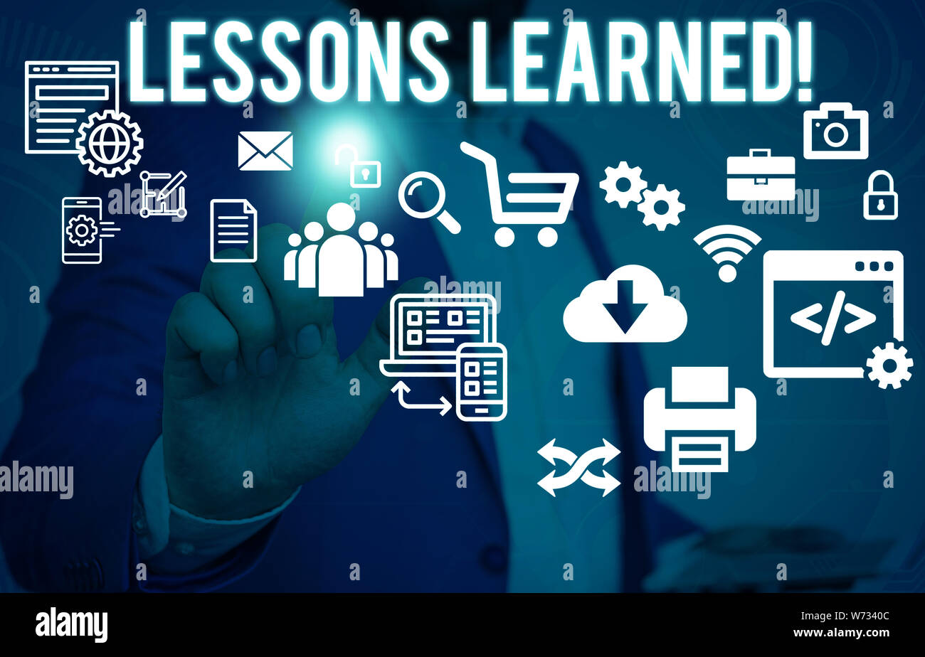 Conceptual hand writing showing Lessons Learned. Concept meaning ...