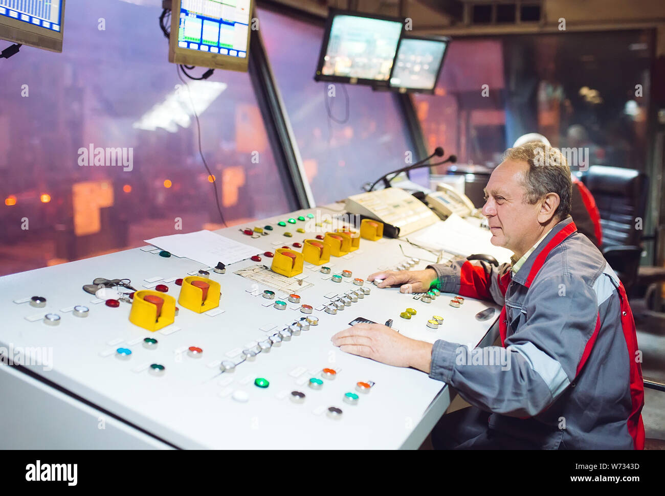 Control panel. Plant for the production of steel Stock Photo - Alamy