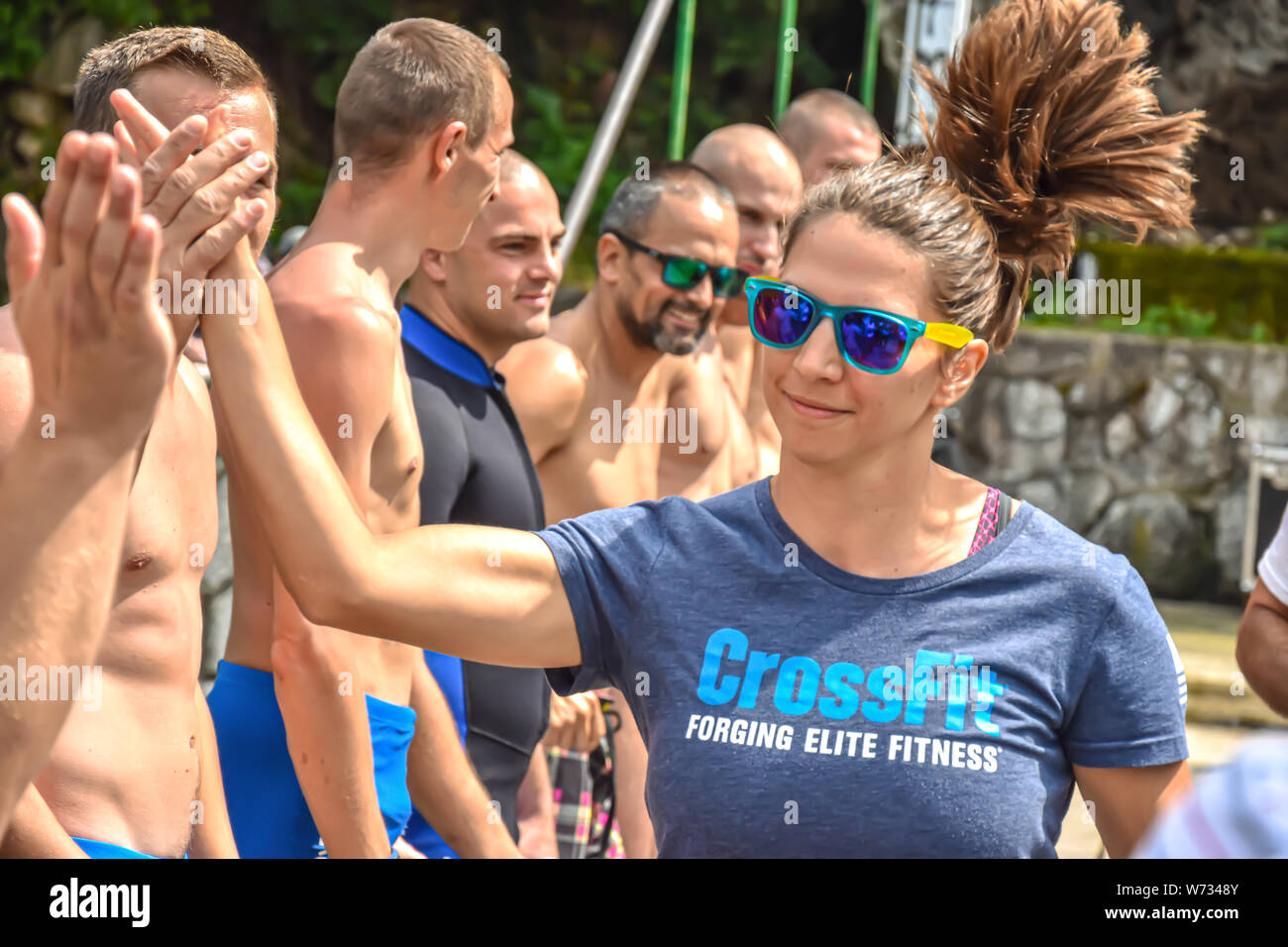Bentbasa Cliff Diving 2019 - Presenting competitors Stock Photo - Alamy