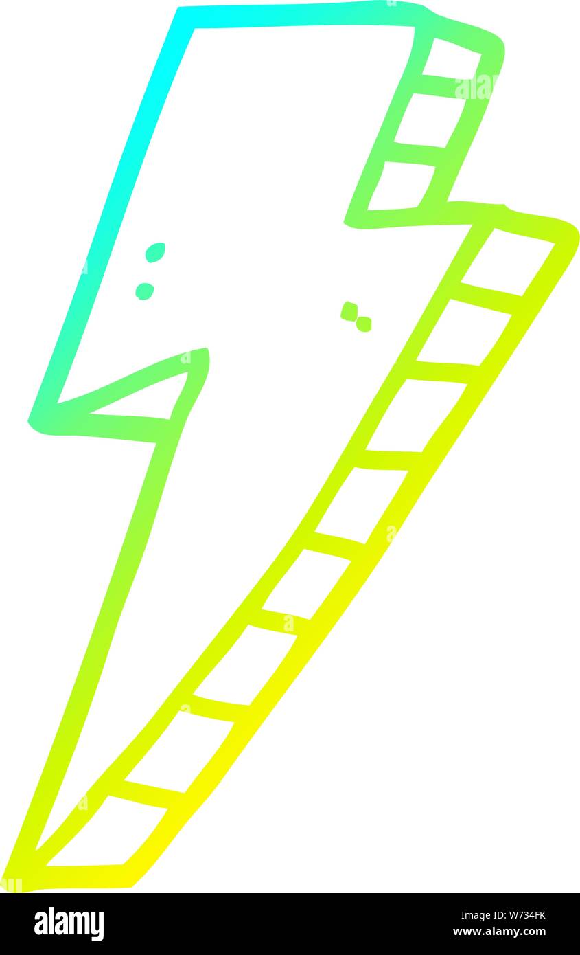 cold gradient line drawing of a cartoon lightning bolt Stock Vector ...