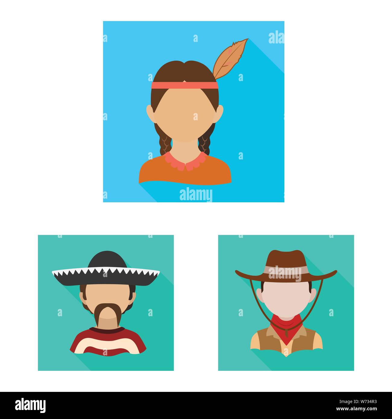 Vector illustration of nation and race symbol. Set of nation and user ...