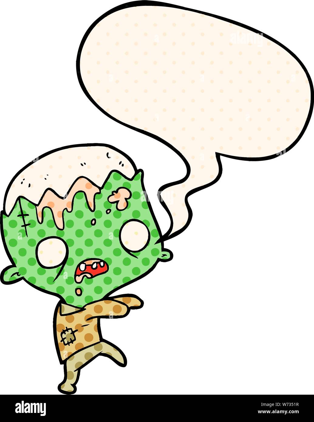 cute cartoon zombie with speech bubble in comic book style Stock Vector ...