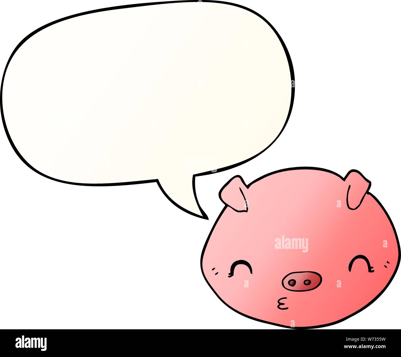 cartoon pig with speech bubble in smooth gradient style Stock Vector ...