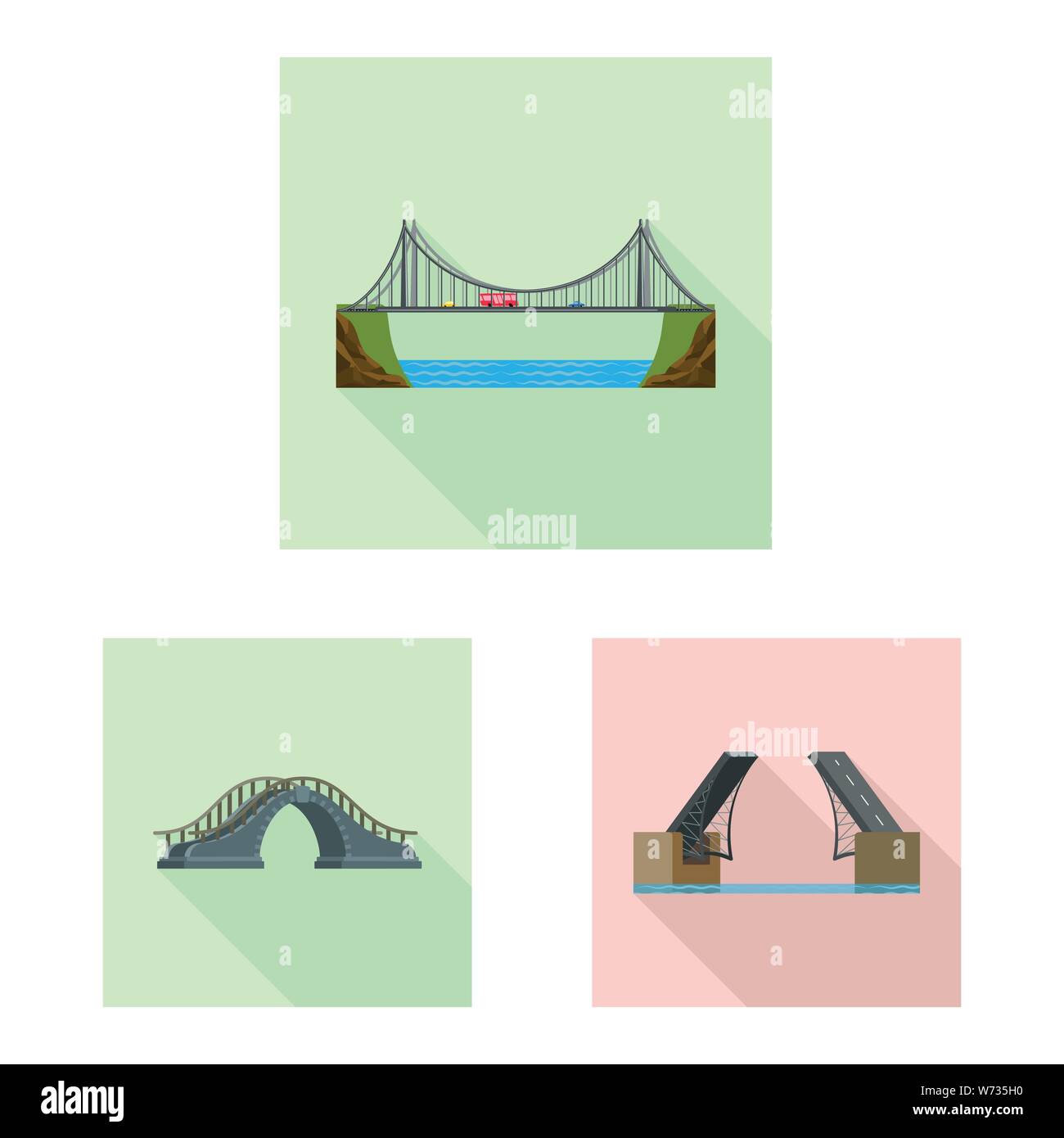 Vector design of bridgework and bridge symbol. Set of bridgework and ...