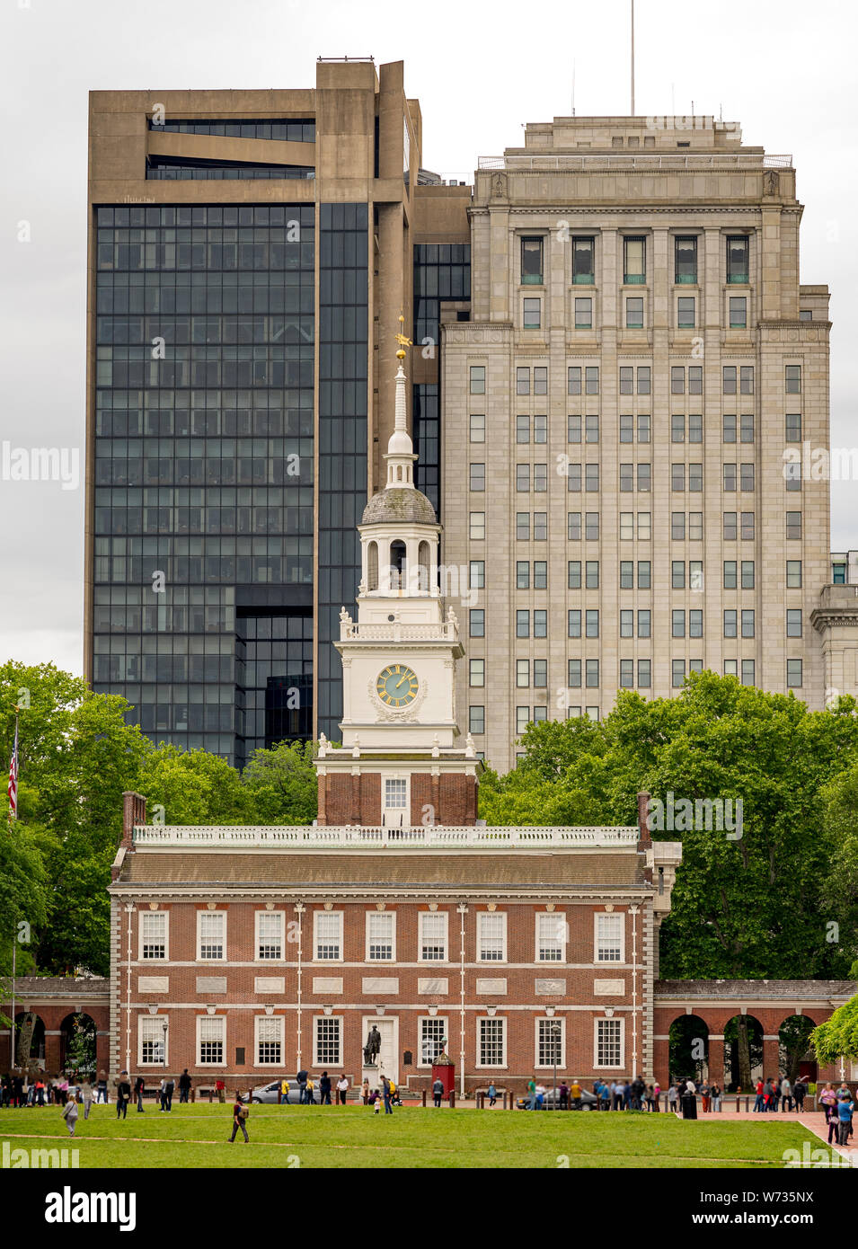 Modern buildings crowd Independence Hall in Philadelphia Stock Photo ...