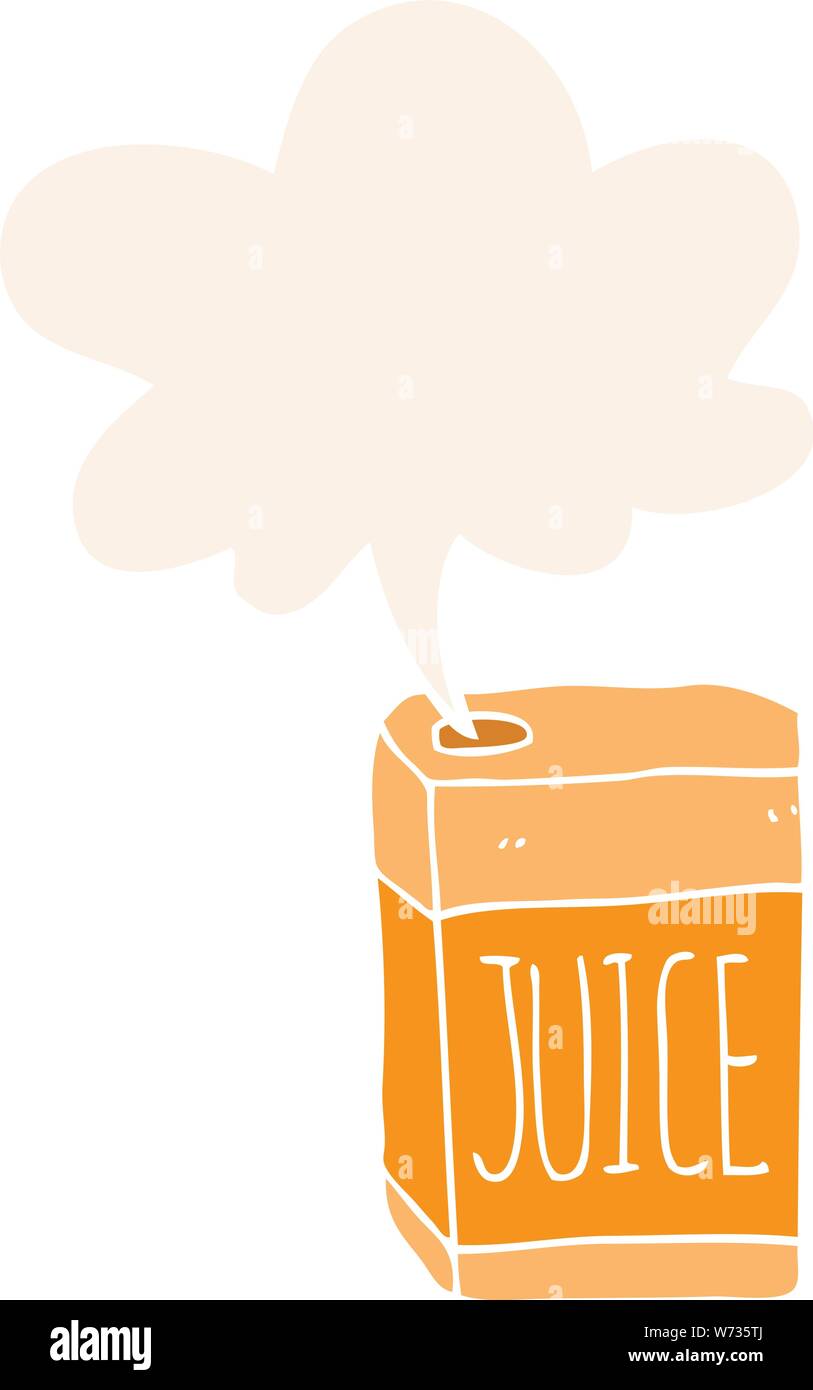 cartoon juice box with speech bubble in retro style Stock Vector Image ...