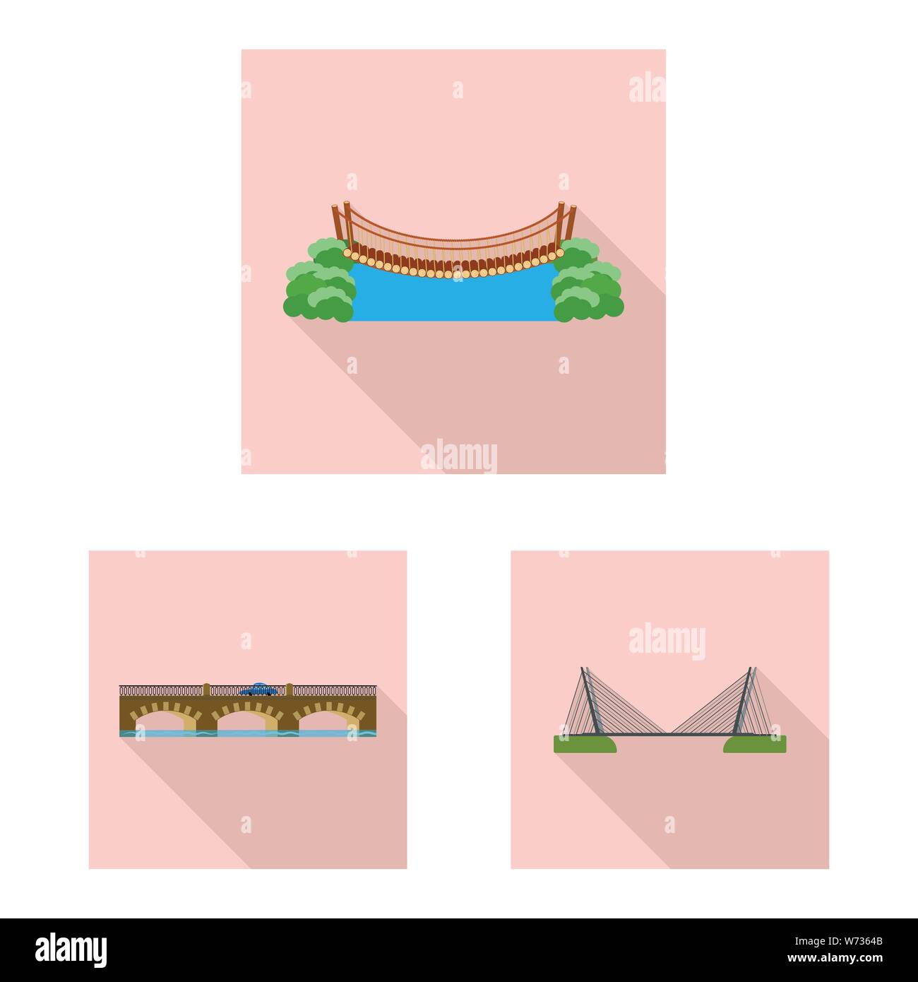 Isolated object of bridgework and bridge symbol. Collection of ...