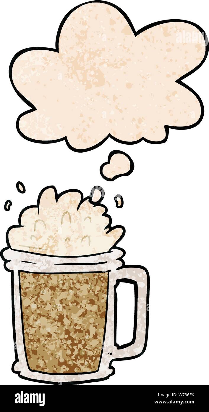cartoon beer with thought bubble in grunge texture style Stock Vector ...