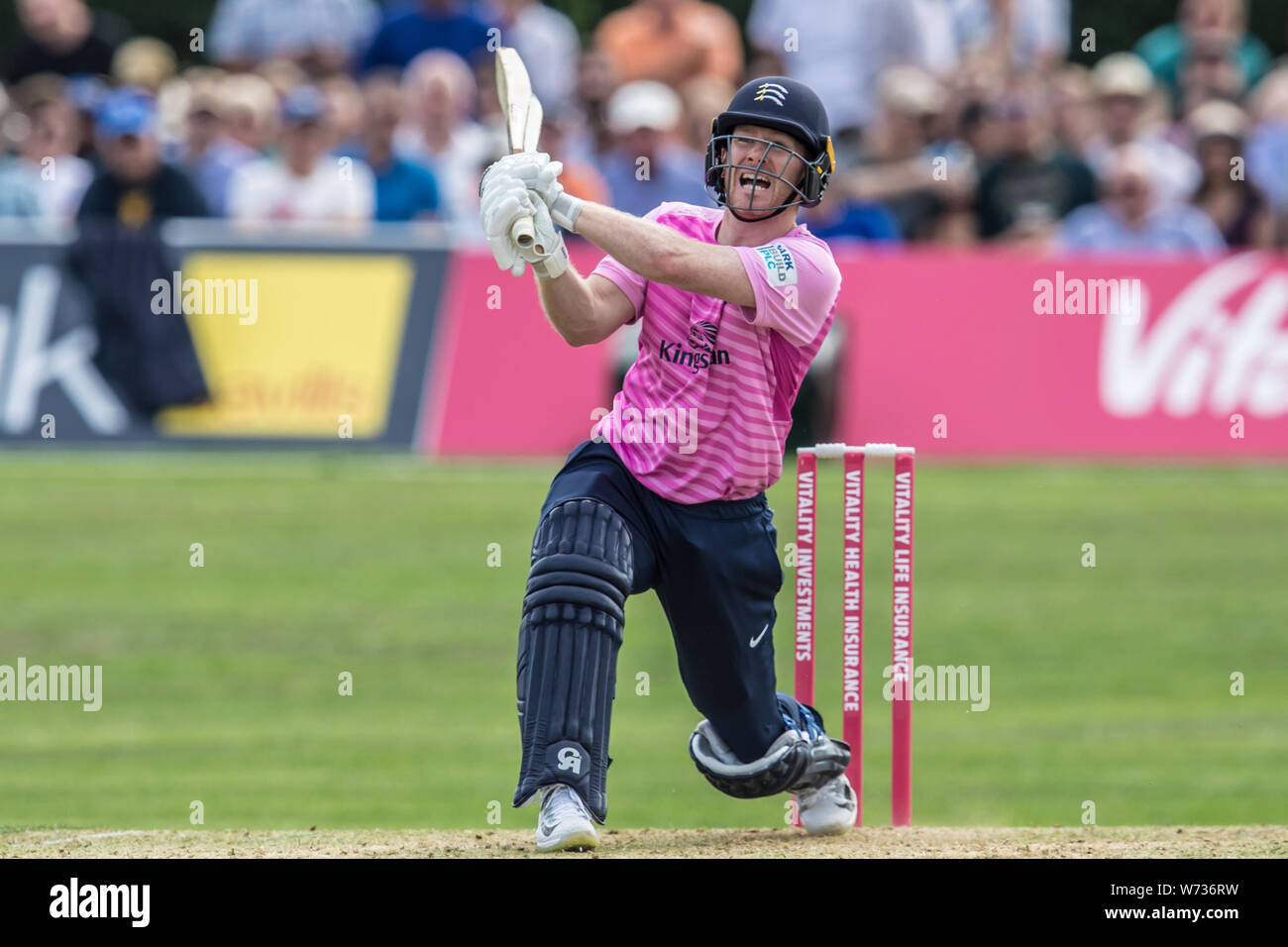 London, UK. 4 August, 2019. Eoin Morgan batting for Middlesex against ...