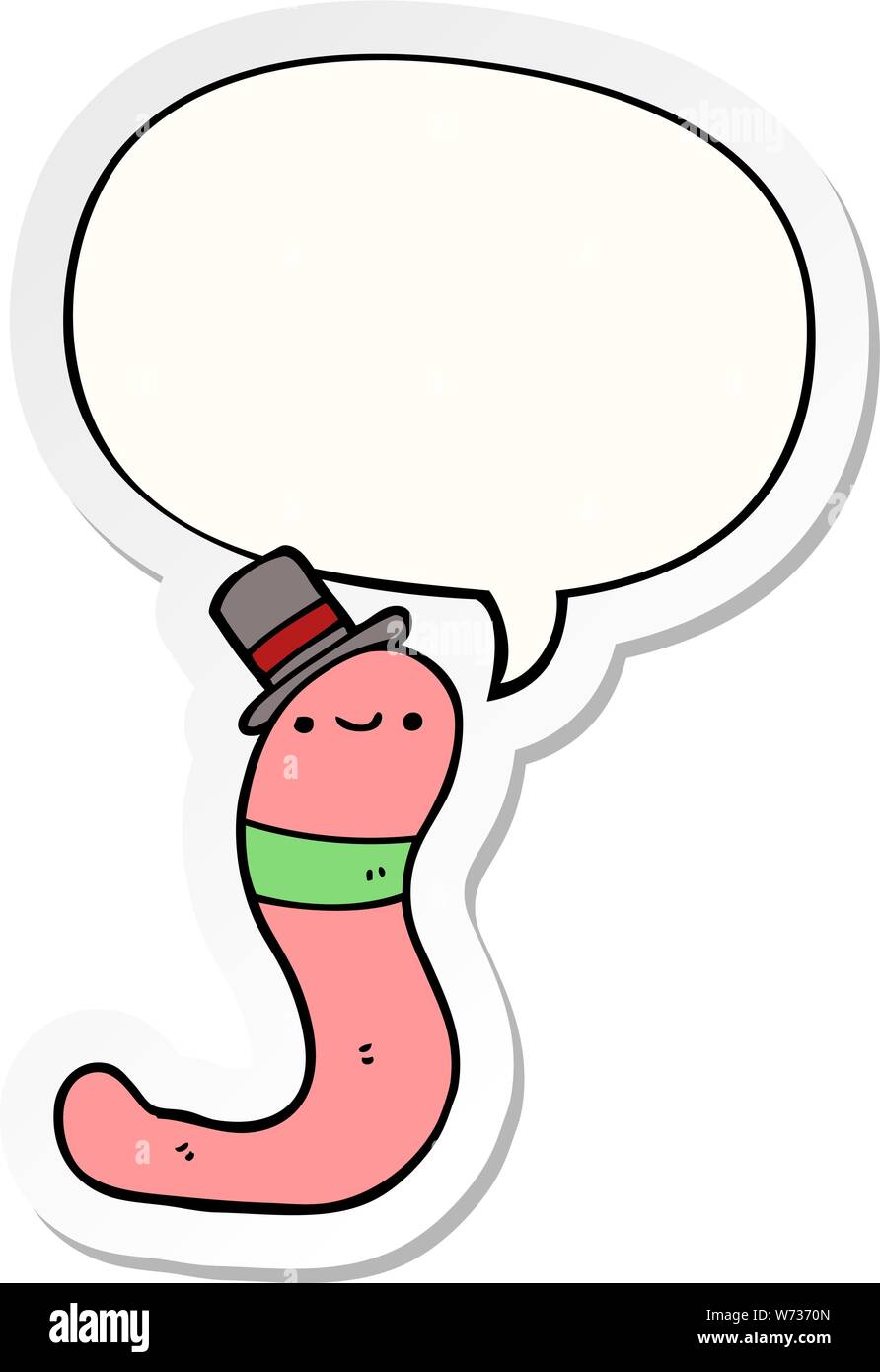 cute cartoon worm with speech bubble sticker Stock Vector Image & Art ...