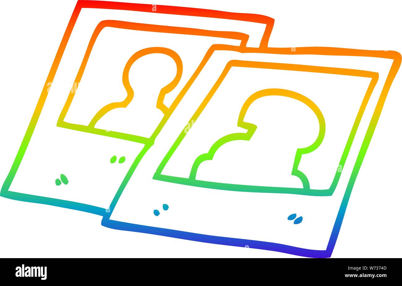 rainbow gradient line drawing of a cartoon instant photograph Stock ...