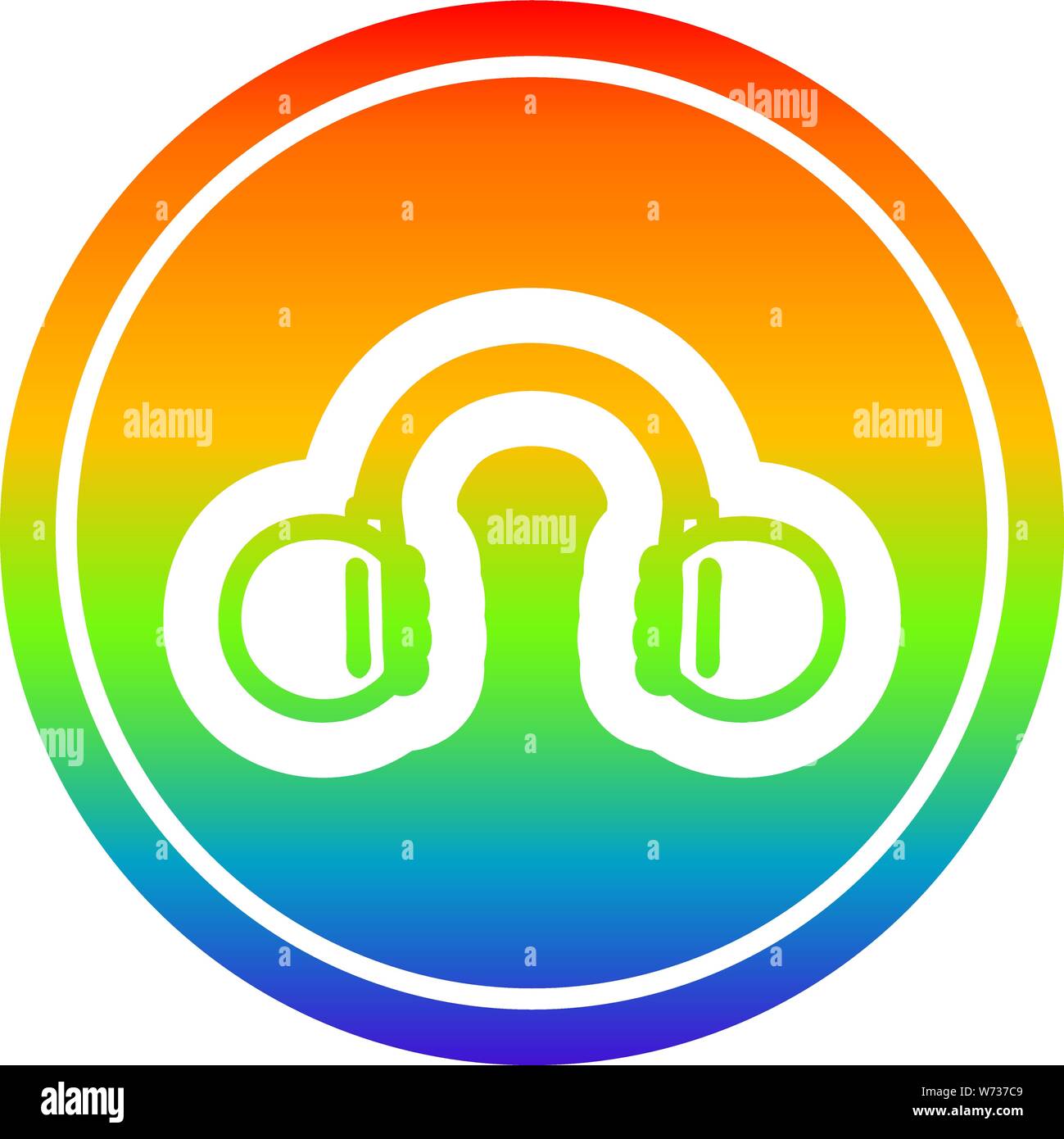music headphones circular icon with rainbow gradient finish Stock ...