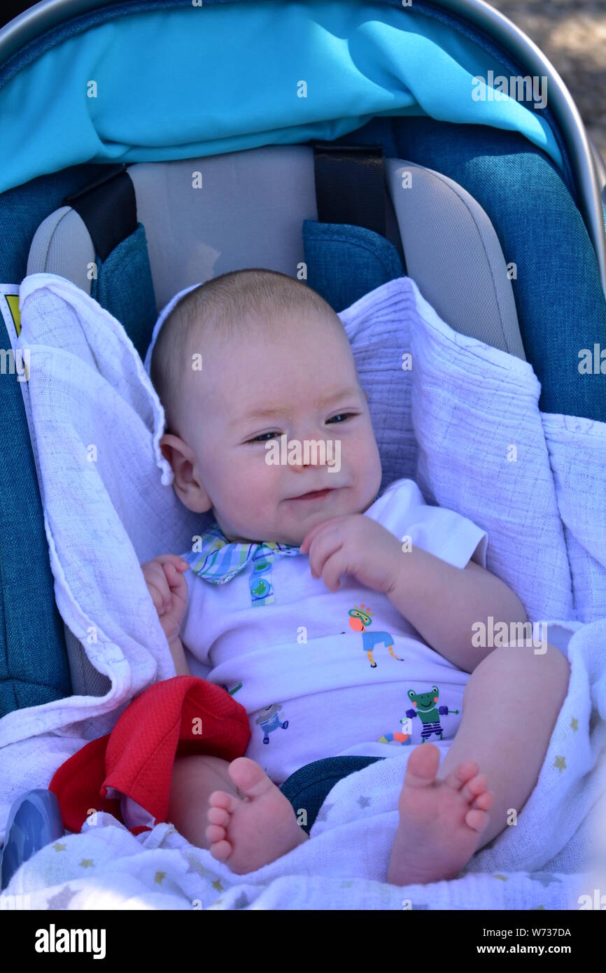 Newborn baby. Blonde boy with blue eyes, ten weeks Stock Photo - Alamy