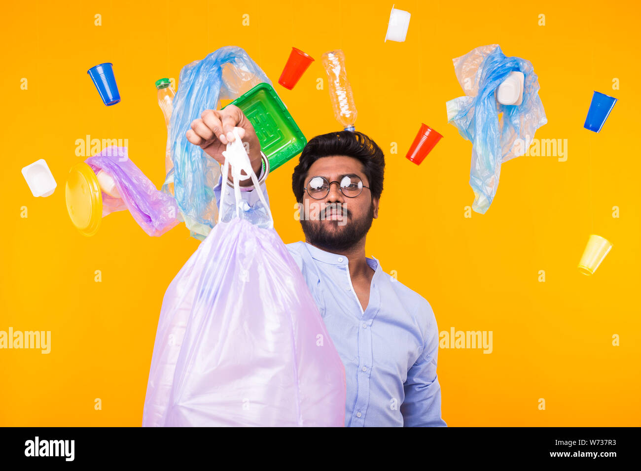 Environmental pollution, plastic recycling problem and ecology problem ...