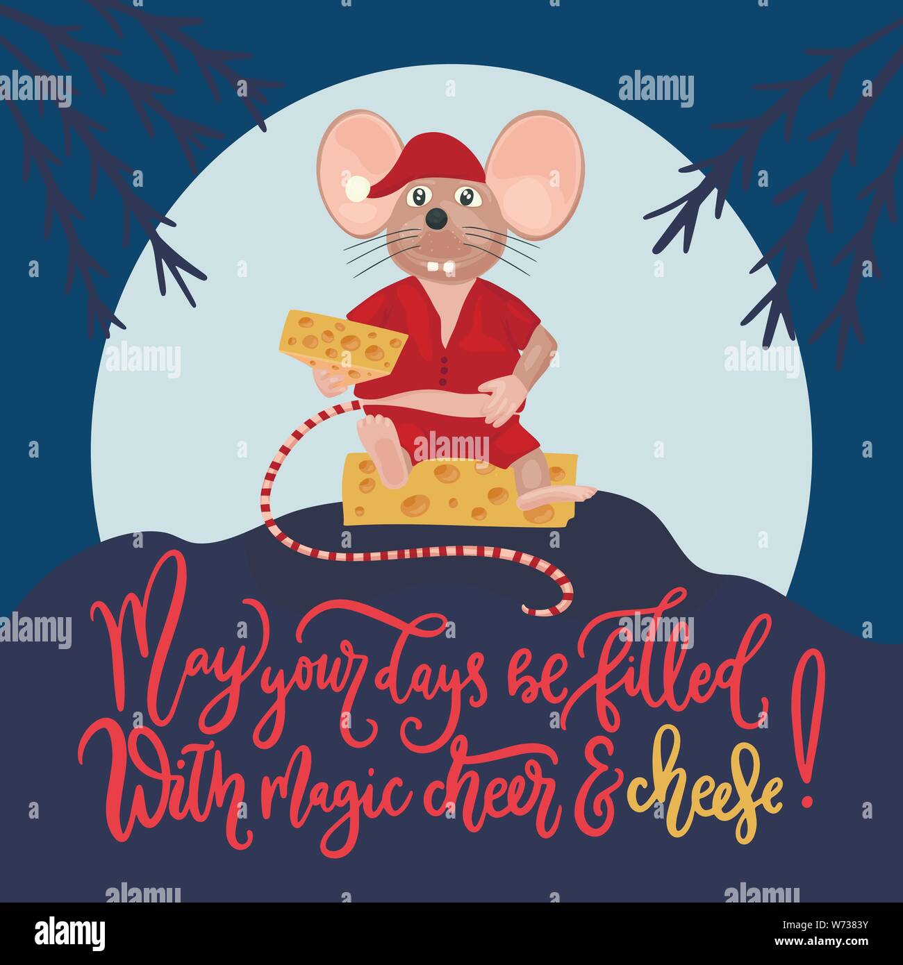 Christmas vector mouse. Cartoon illustration. May your days be filled ...