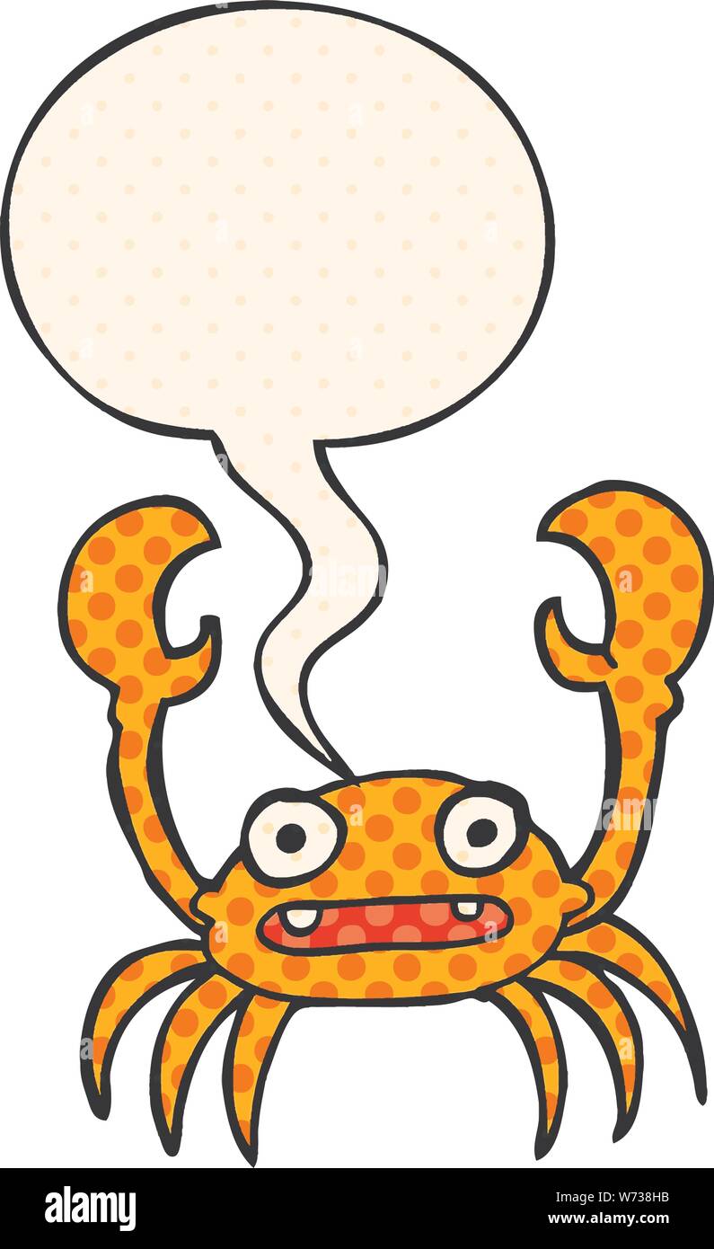 cartoon crab with speech bubble in comic book style Stock Vector Image ...