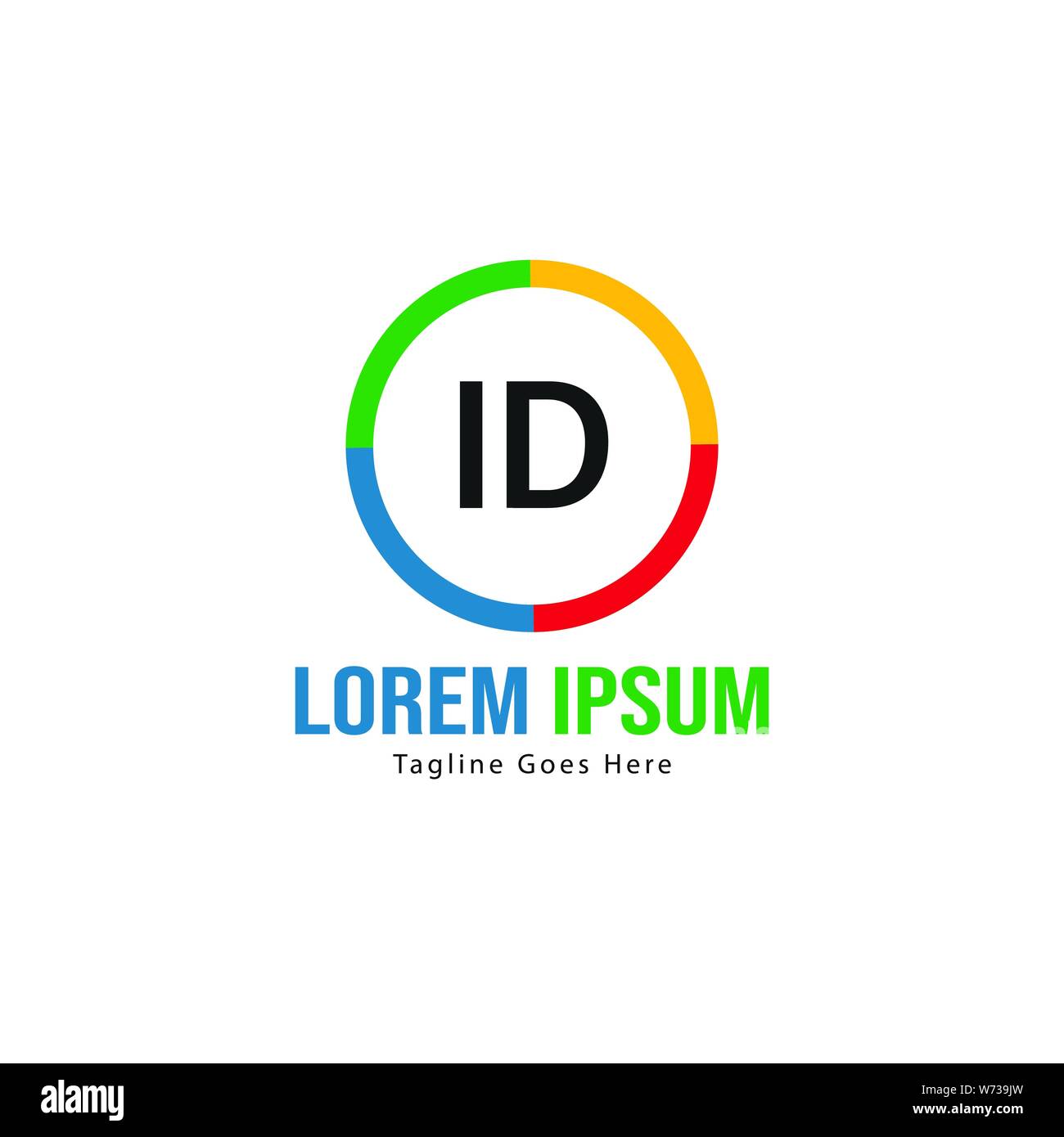 Initial ID logo template with modern frame. Minimalist ID letter logo ...