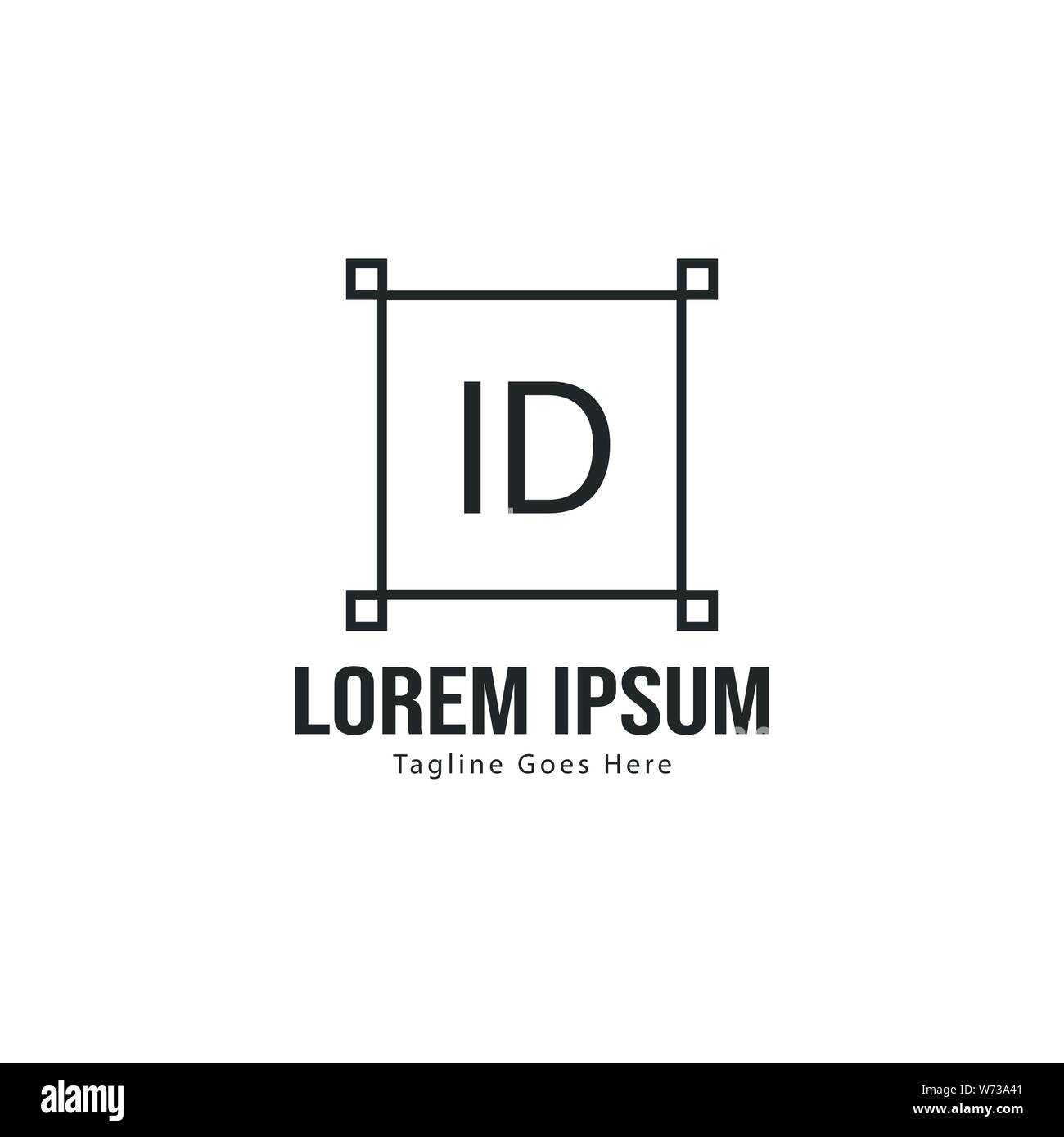 Initial ID logo template with modern frame. Minimalist ID letter logo ...