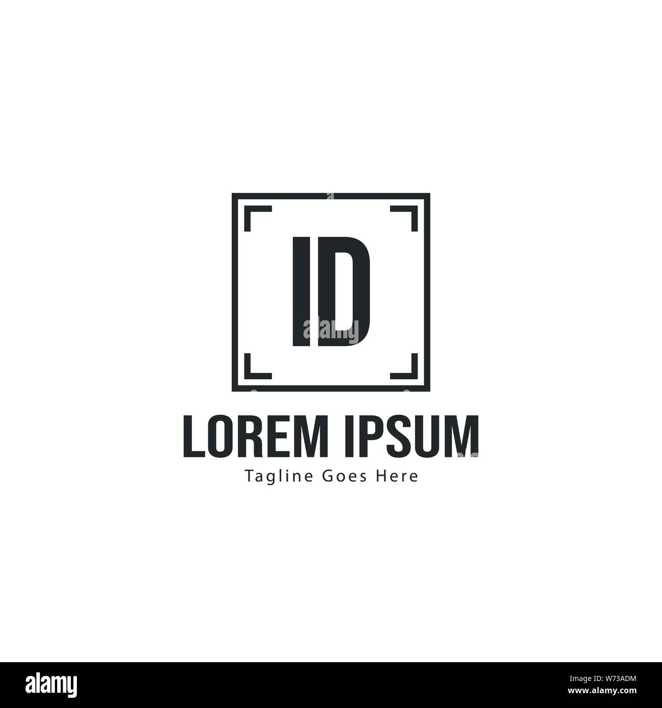 Initial ID logo template with modern frame. Minimalist ID letter logo ...