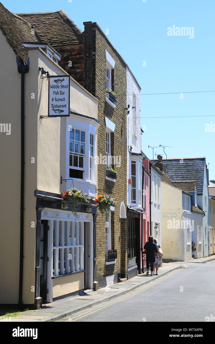 Pretty Middle Street in coastal town Deal, in Kent, SE England, UK ...