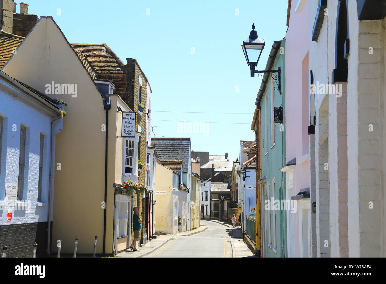 Pretty Middle Street in coastal town Deal, in Kent, SE England, UK ...