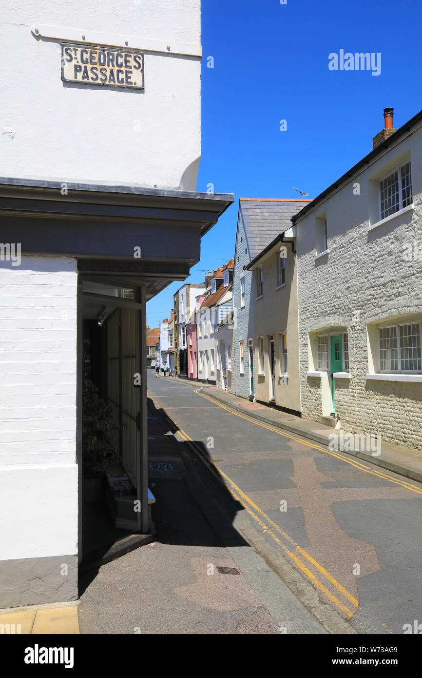 Pretty Middle Street in coastal town Deal, in Kent, SE England, UK ...