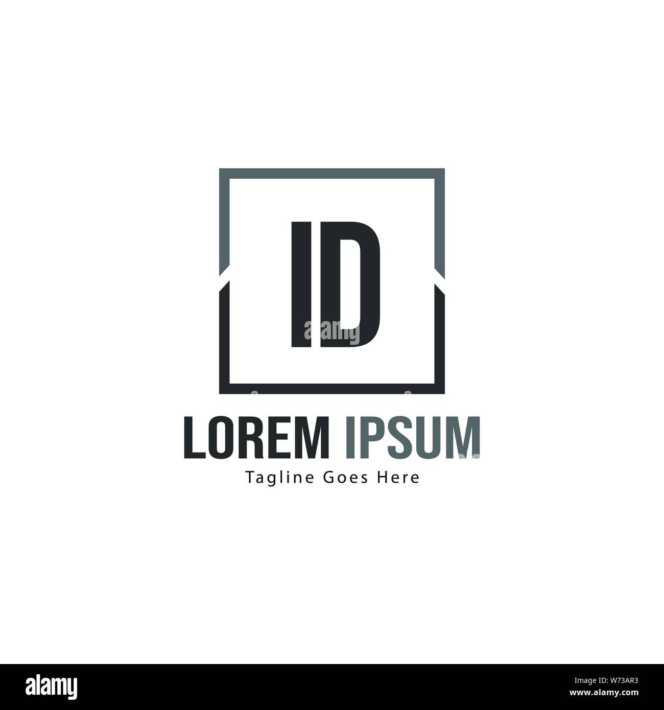 Initial ID logo template with modern frame. Minimalist ID letter logo ...