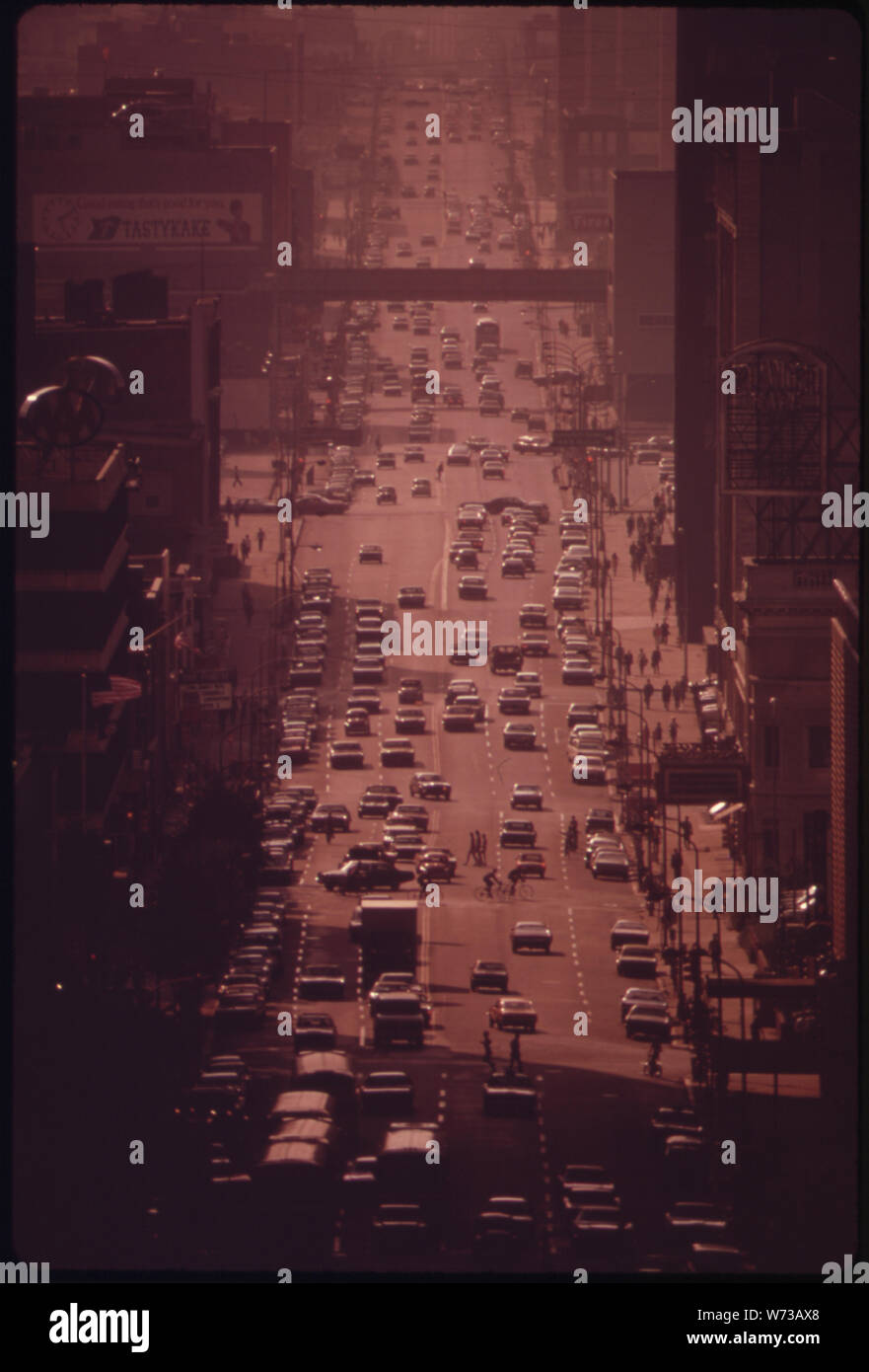 TRAFFIC ON MARKET STREET, PHILADELPHIA'S MAIN EAST-WEST ARTERY, LOOKING ...