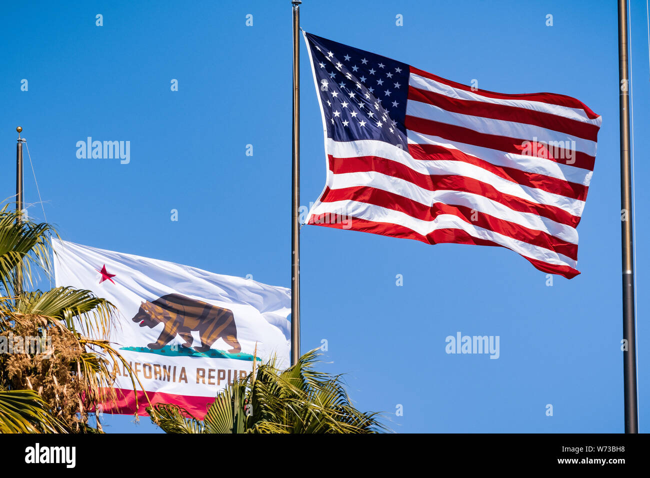 August 1, 2019 Santa Clara / CA / USA - Beautifully waving star and ...