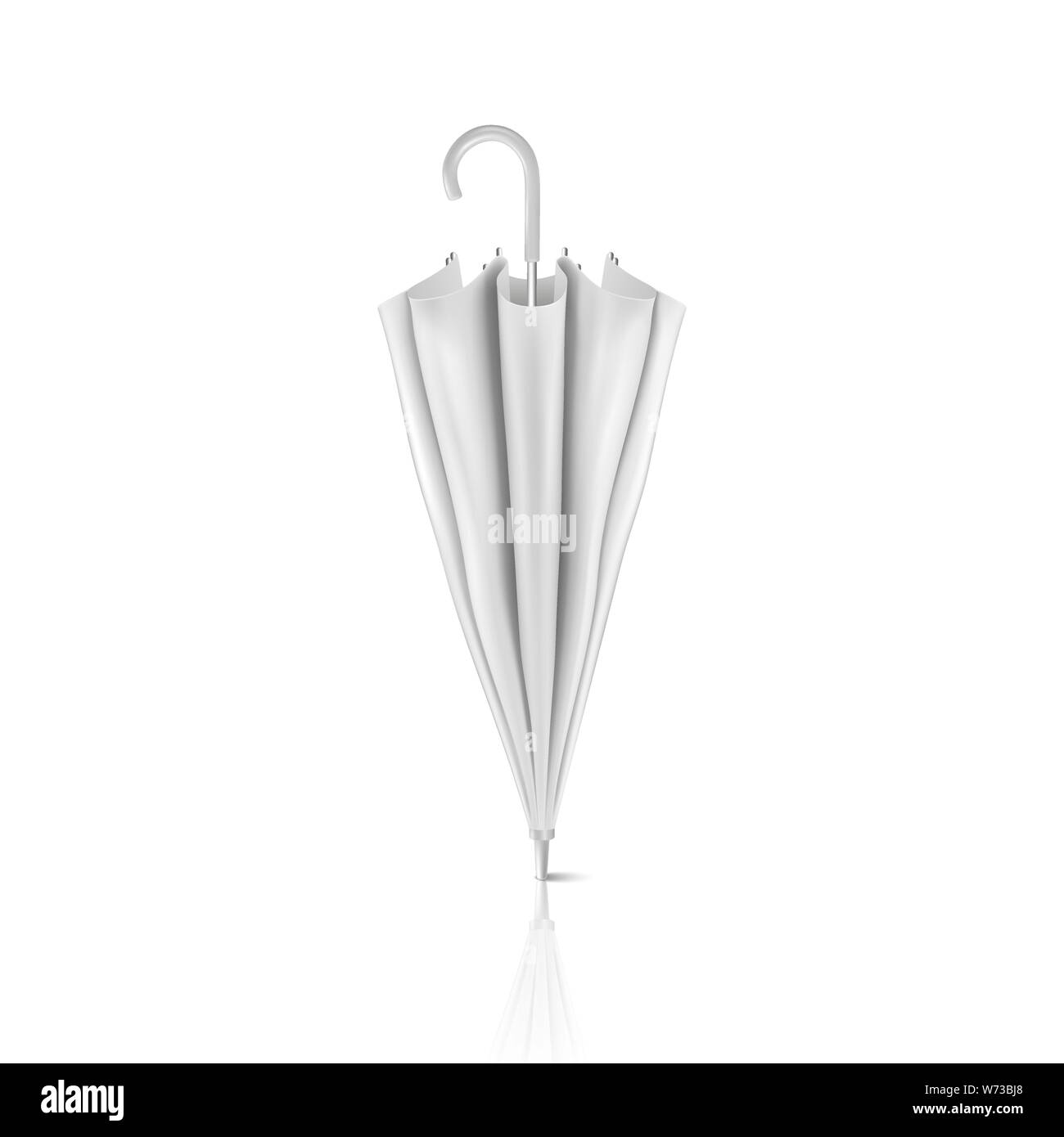 Vector 3d Realistic Render White Blank Umbrella Icon Closeup Isolated on White Background ...