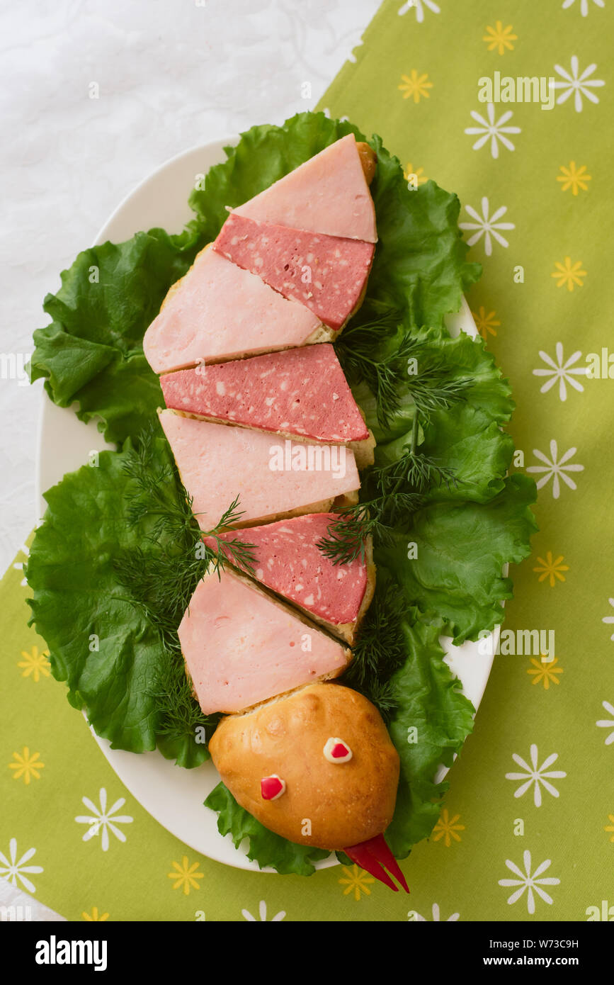 Children's food in a creative way. Snake-shaped sandwiches. Children's ...