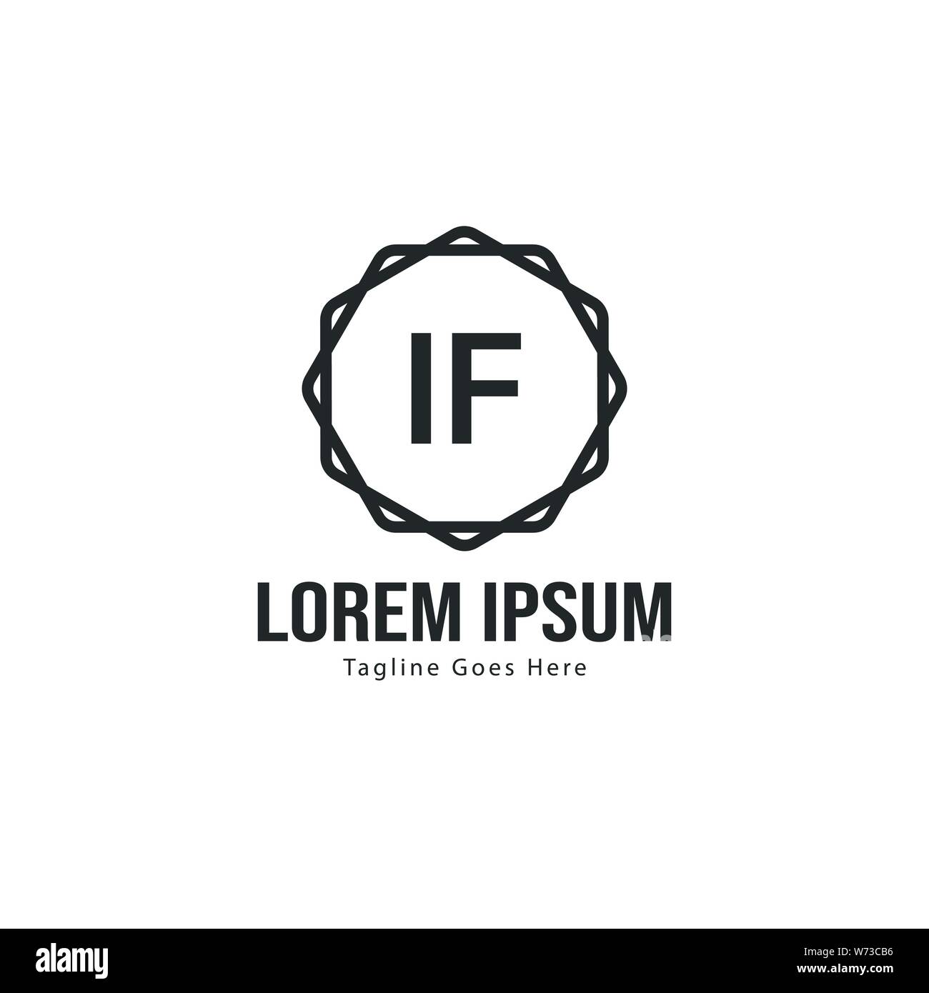 Initial IF logo template with modern frame. Minimalist IF letter logo ...