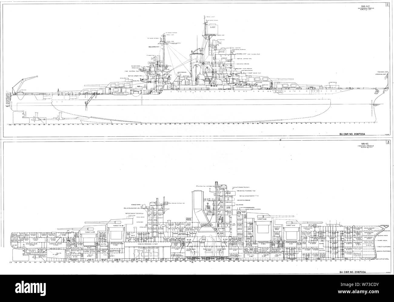 USS Idaho (BB-42) inboard and outboard profiles c1944 Stock Photo - Alamy