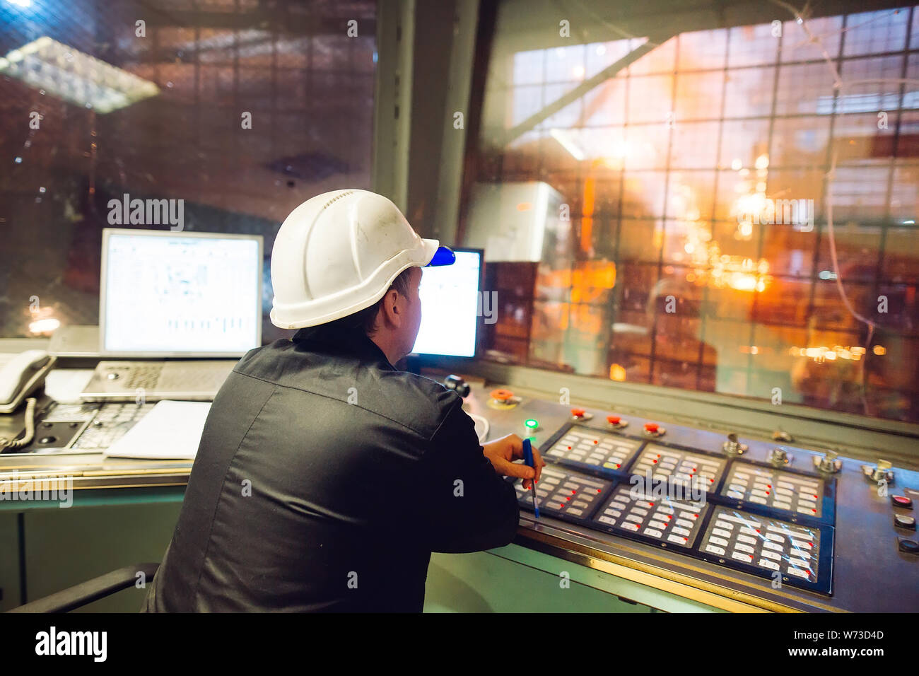 Control panel. Plant for the production of steel Stock Photo - Alamy