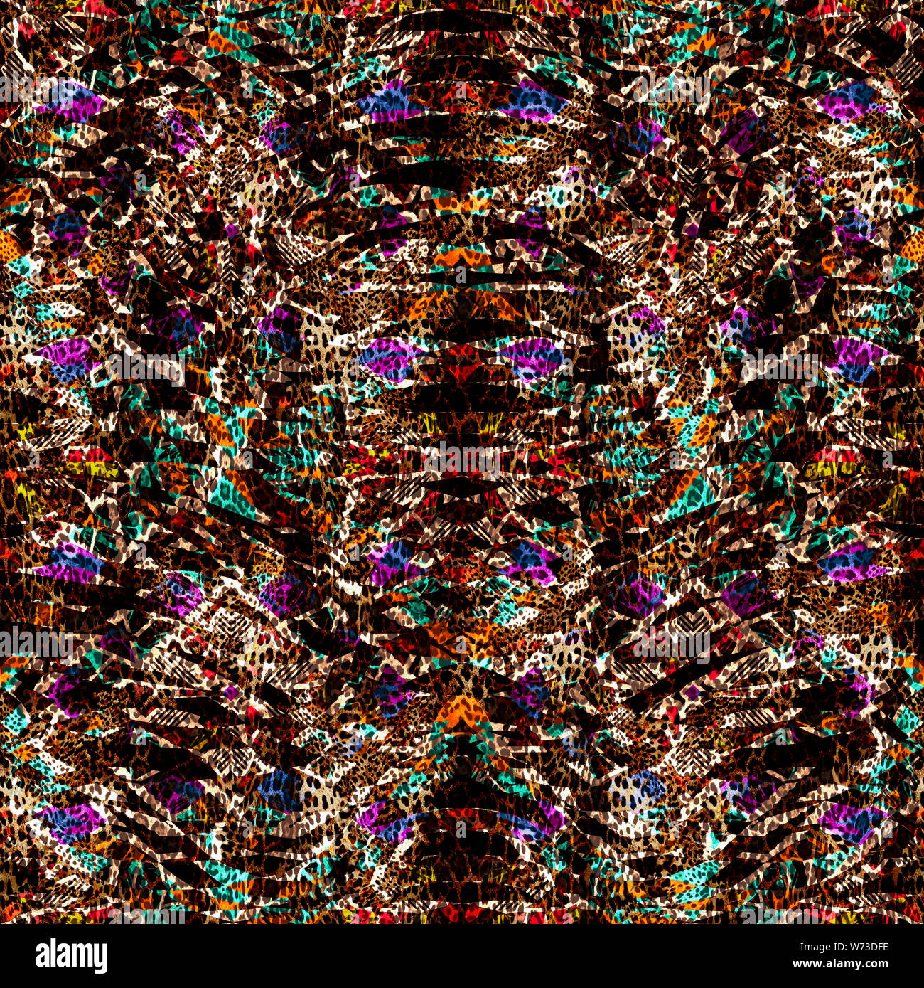 Animal skin multicolor print. Seamless bright pattern Stock Photo - Alamy